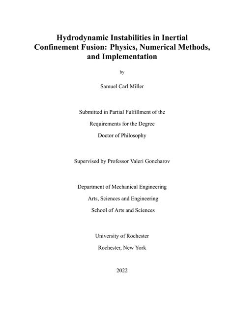 Pdf Hydrodynamic Instabilities In Inertial Confinement Fusion