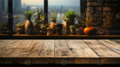 Natural Oak Wooden Table Mockup Front View Of Empty Blank Wood Table