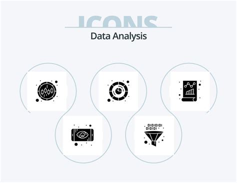 Data Analysis Glyph Icon Pack 5 Icon Design Document Digital Coding