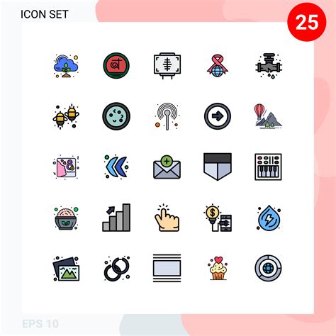 25 Universal Filled Line Flat Colors Set For Web And Mobile Applications Leak Globe Disease