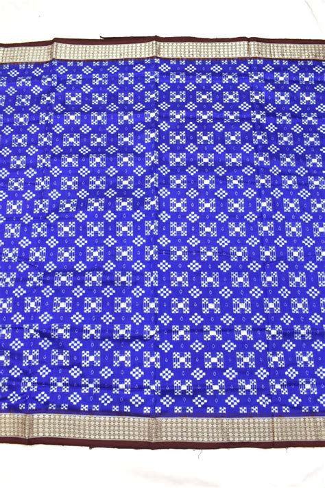 Blue Colour Pasapali Design Sambalpuri Handloom Silk Saree Sambalpuri