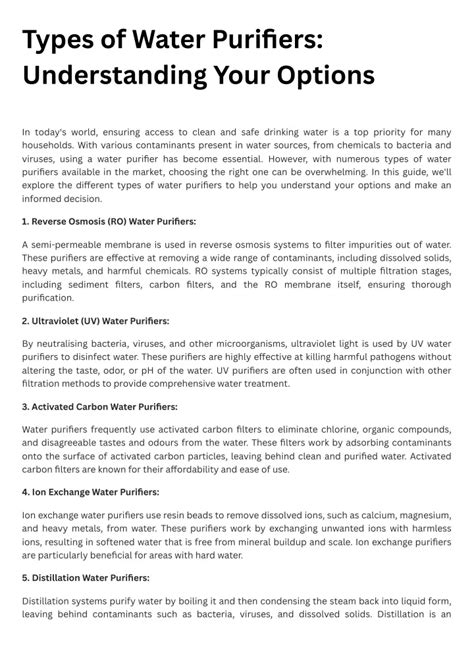 Ppt Types Of Water Purifiers Understanding Your Options Powerpoint