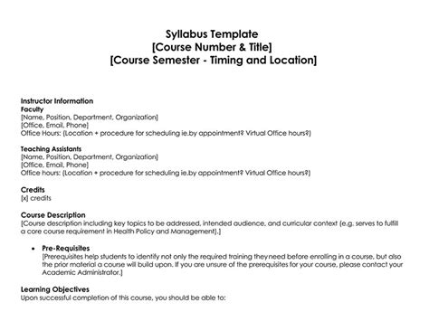 35 Free Course Syllabus Templates Editable Word Pdf