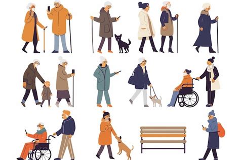 Premium Vector Elderly People Walking Illustrations On Couch