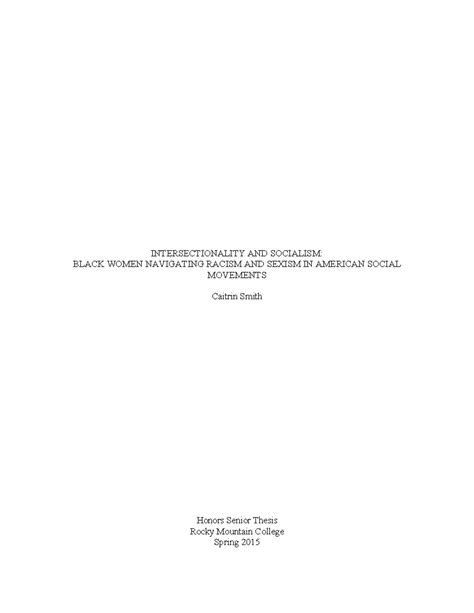 Smith Thesis Readings Intersectionality And Socialism Black Women Navigating Racism And