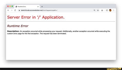 server error in application runtime error description an exception occurred while processing