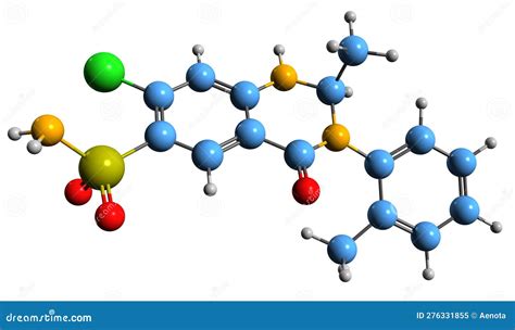 3d Image Of Metolazone Skeletal Formula Stock Illustration