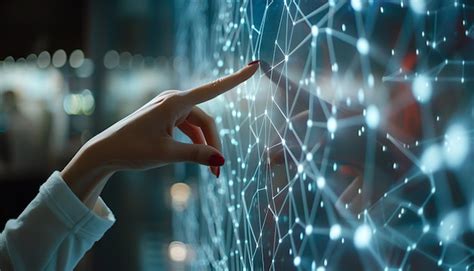Premium Photo Digital Neural Networkbusiness Woman Hand Touching
