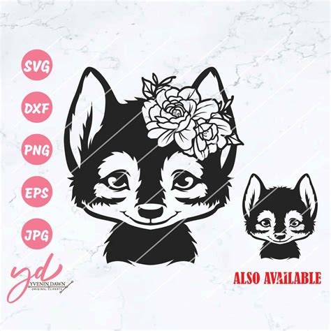 Cute Wolf Svg Wolf Svg Wolf With Flowers Svg Floral Wolf Etsy Israel