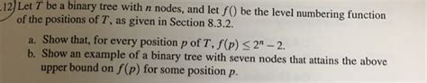 Solved About Tree Structures Let T Be A Binary Chegg