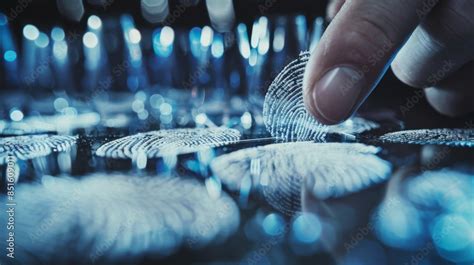 Examining Fingerprint Evidence At A Crime Scene For Forensic Investigation Concept Fingerprint