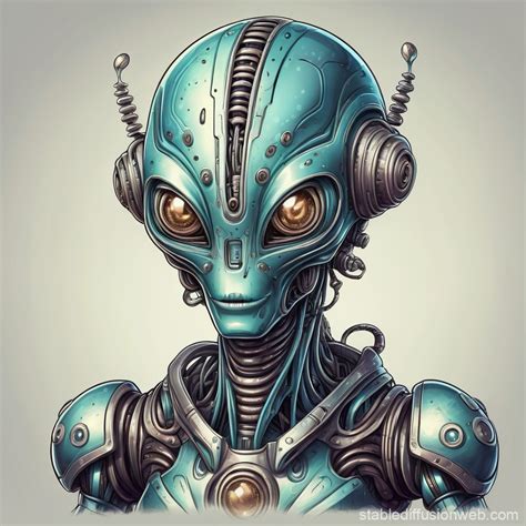 Alien Robot Fantasy Drawing Stable Diffusion Online