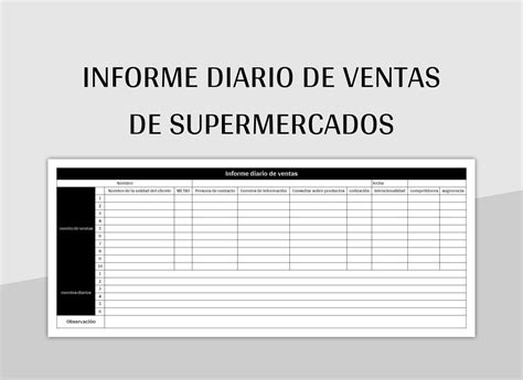 Plantilla De Excel Informe Diario De Ventas De Supermercados Y Hoja De