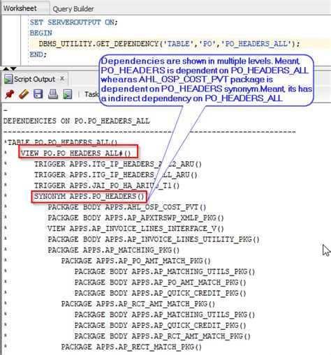 How To Find Dependencies Of A Packagetableview In Oracle Dba