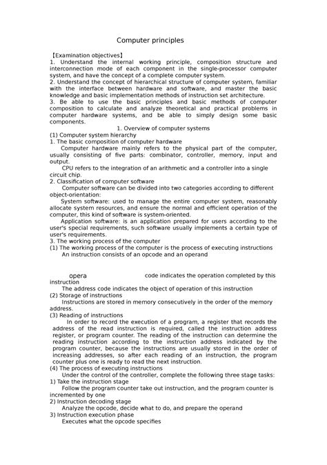 Computer Principles Computer Principles Examination Objectives