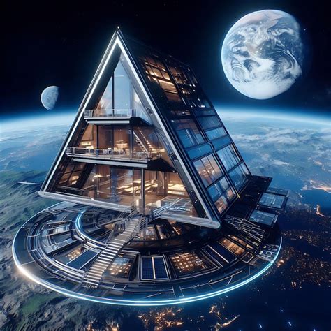 Premium Photo Unreal Space Dwelling Futuristic Aframe House In Earth