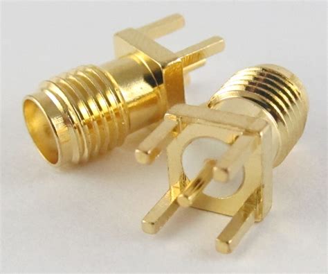 50 X Gold Sma Female Jack Pcb Board Mount Solder Straight Rf Connector
