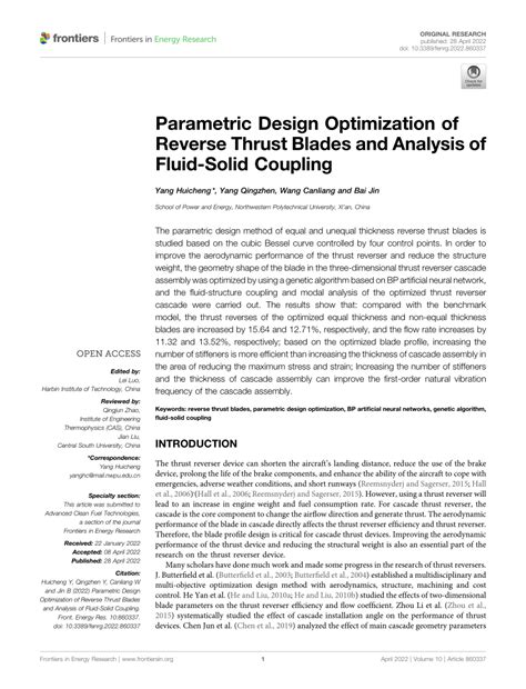 pdf parametric design optimization of reverse thrust blades and