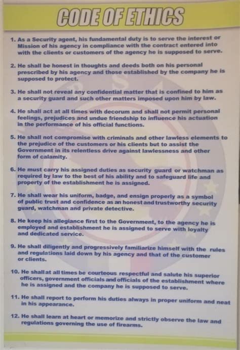 Code Of Ethics Code Of Resurgence Security Agency Rsa