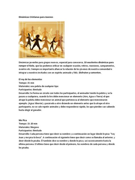 Dinámicas Cristianas Para Jovenes Pdf Isla Ocio