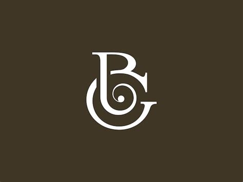 퍼스널 브랜드 웨딩 모노그램 등을 위한 클래식 모던 스타일의 Bg 로고 프리미엄 벡터