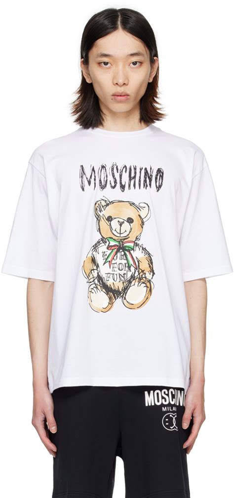 Moschino White Drawn Teddy Bear T Shirt Moschino
