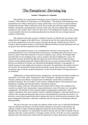 Gcse Devising Drama Logbook Exemplar Teaching Resources