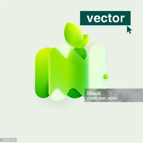 현실적인 Glassmorphism 스타일의 N 문자 생태 로고 녹색 잎이 있는 벡터 흐릿한 반투명 아이콘입니다 3d 안경에 대한 스톡 벡터 아트 및 기타 이미지 Istock