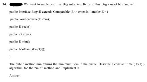 Solved We Want To Implement This Bag Interface Items In Chegg