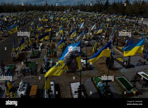 National Flags Wave On Graves Of Ukrainian Soldiers Killed Since A