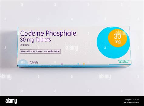 A Packet Of Teva Codeine Phosphate 30mg Tablets On A White Background