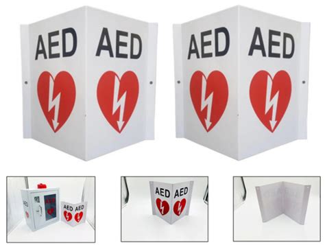 3d Automated External Defibrillator Sign Durable Heart Sign Aed Anti Fading