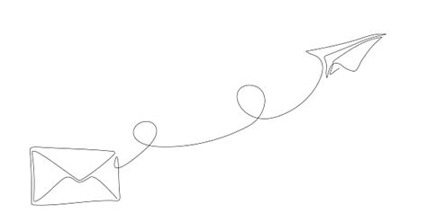 Dessin Au Trait Continu Dun Avion En Papier Avec Enveloppe Volant Vers