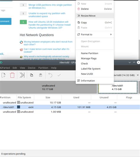 Ubuntu Cant Merge Unallocated Partition To Mounted Partition Super User