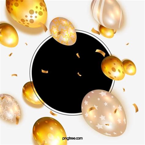 부활절 일러스트 황금 둥근 테두리 달걀