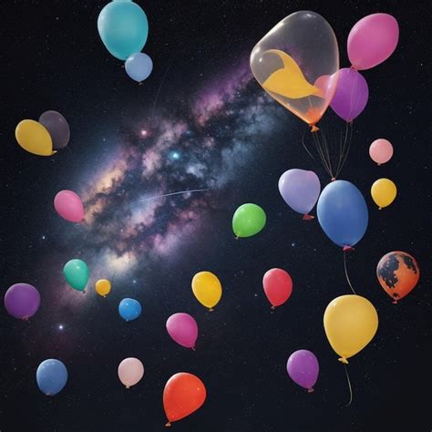 Premium Photo Artists Rendering Of Balloons Escaping Into The Galaxy