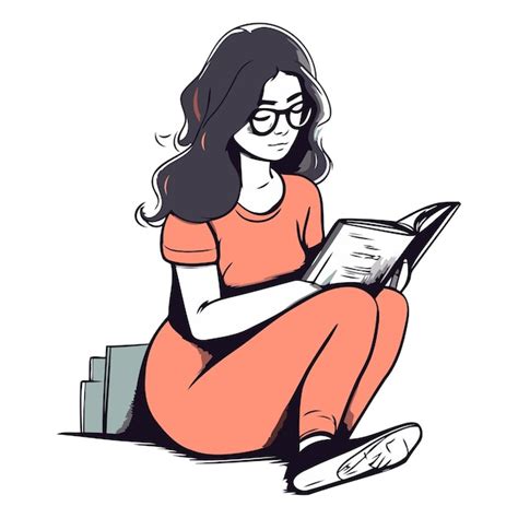 Premium Vector Young Woman Sitting On The Floor And Reading A Book