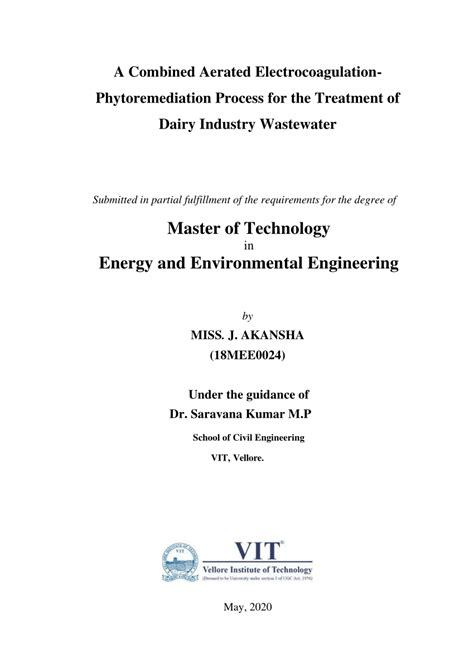 Pdf A Combined Aerated Electrocoagulation Phytoremediation Process For The Treatment Of Dairy