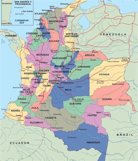 Colombia Map Counties And Cities In Colombia