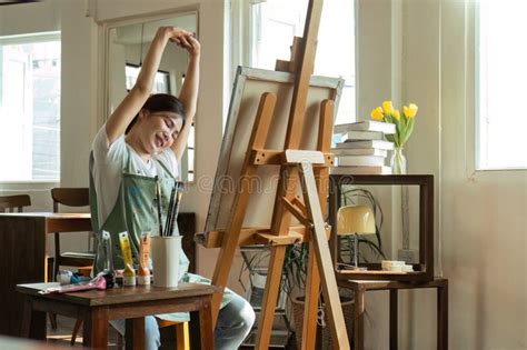 Talented Female Artist Working On A Artist Lifestyle Painting Hobby