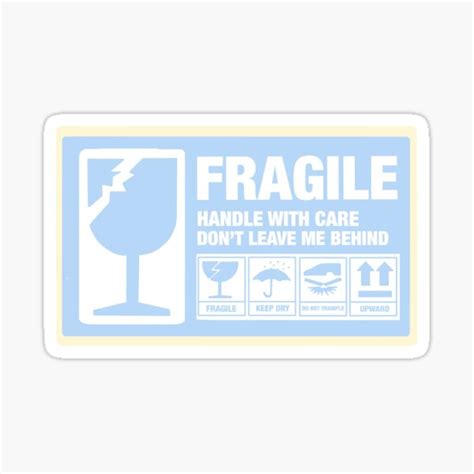 Kawaii Pastel Blue Fragile Sign Sticker By Meeowtine Redbubble