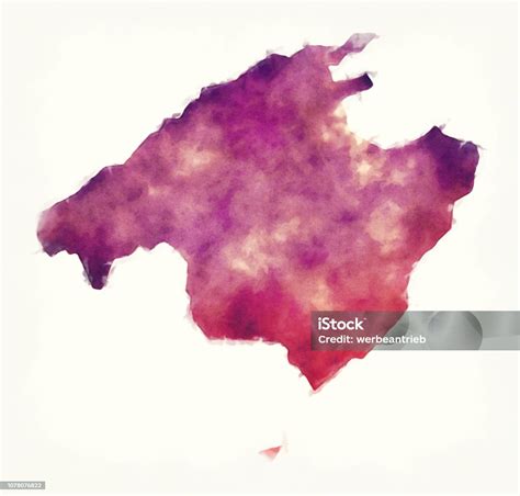 마요르카 지역 수채화 지도 스페인의 흰색 배경 앞 마요르카 발레아레스 제도에 대한 스톡 벡터 아트 및 기타 이미지 마요르카