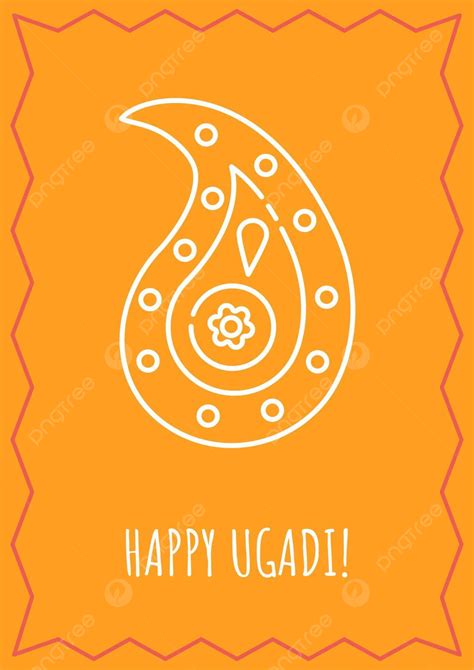 Linear Glyph Icon Featured On A Postcard For Celebrating Ugadi With