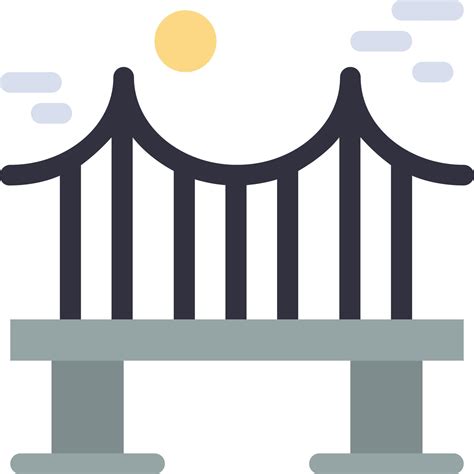 Across Bridge Metal River Road Flat Color Icon Vector Icon Banner Template 13304068 Vector Art