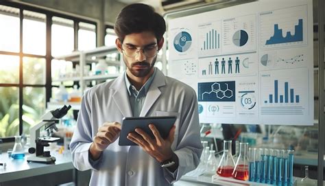 Premium Photo Scientist Analyzing Data In Laboratory Environment With