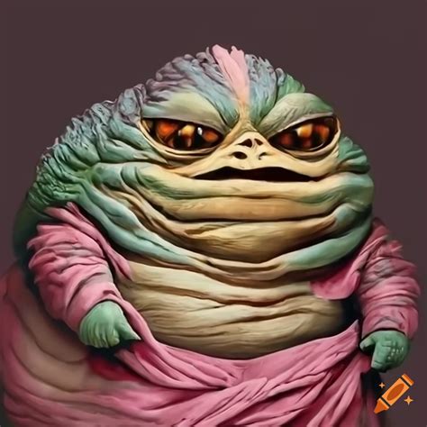 Adorable Chibi Illustration Of Jabba The Hutt Eating Blackberries On