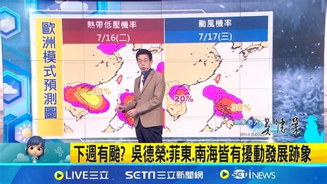 下周有颱風？吳德榮：持續觀察 明午後仍須慎防大雷雨｜三立新聞網 Youtube