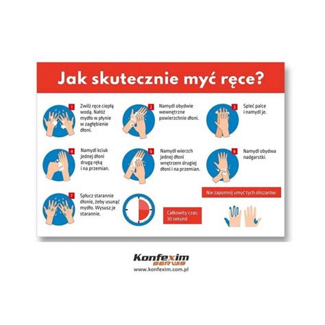 Instrukcja mycia rąk naklejka BHP ID Konfexim