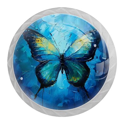 Butterfly Blue Custom Drawer Knobs Cabinet Knobs Abs Glass Drawer