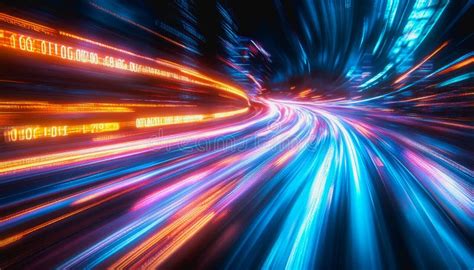 Flowing Glowing Binary Code In A Futuristic Digital Data Stream